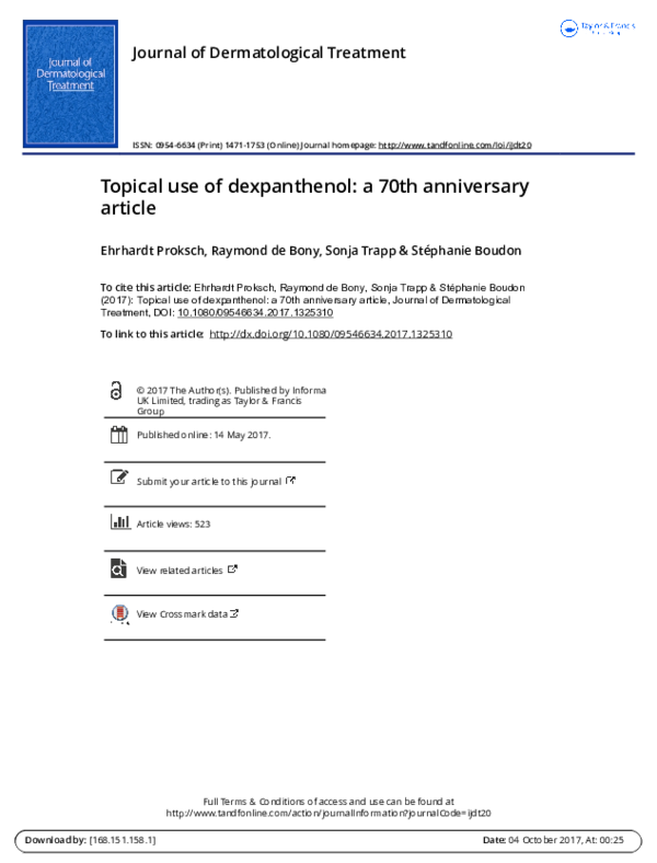 (PDF) Topical use of dexpanthenol: a 70th anniversary article