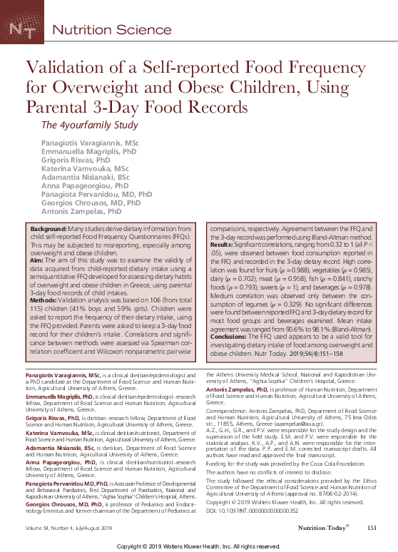 (PDF) Validation of a Self-reported Food Frequency for Overweight and ...