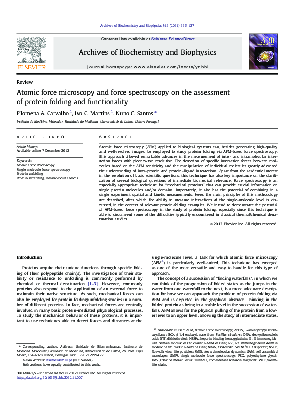 (PDF) Atomic force microscopy and force spectroscopy on the assessment ...