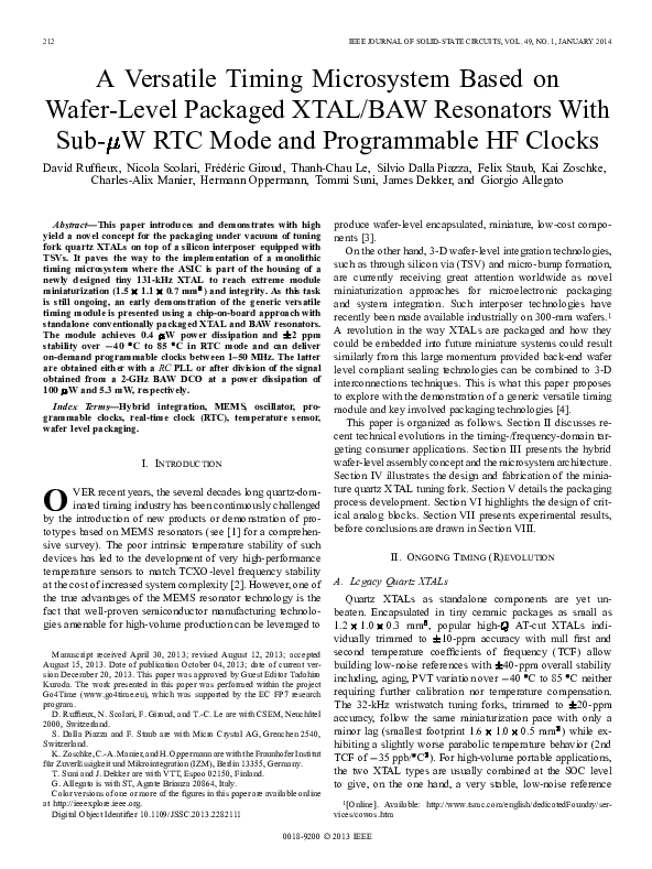 (PDF) A Versatile Timing Microsystem Based on Wafer-Level Packaged XTAL ...