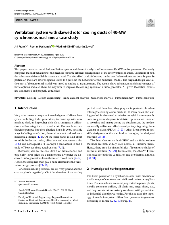 (PDF) Ventilation system with skewed rotor cooling ducts of 40-MW ...