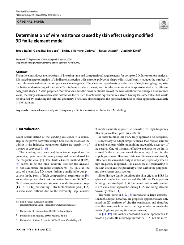 (PDF) Determination of wire resistance caused by skin effect using ...
