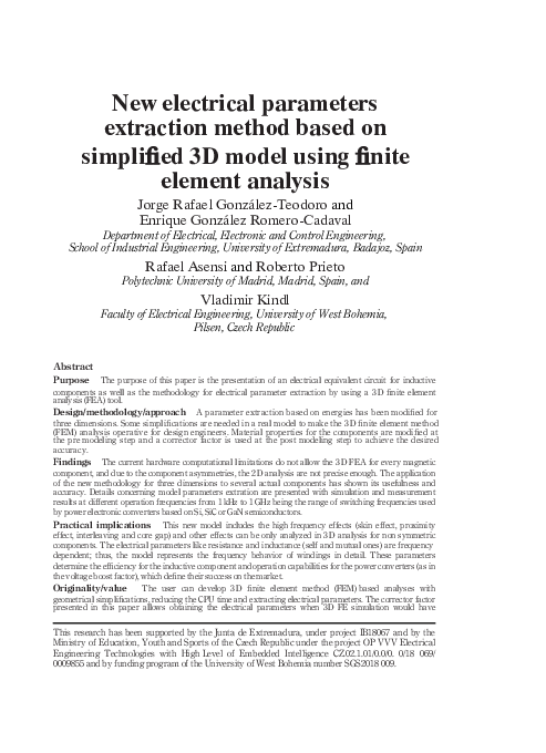 (PDF) New electrical parameters extraction method based on simplified 3D model using finite ...