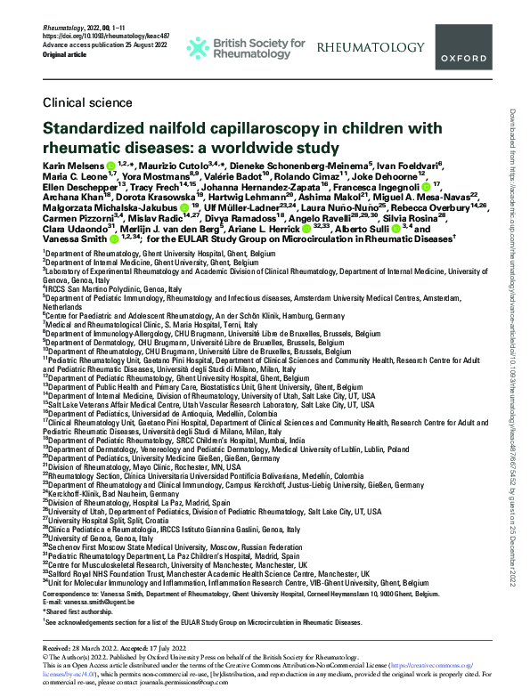 (PDF) Standardized nailfold capillaroscopy in children with rheumatic ...