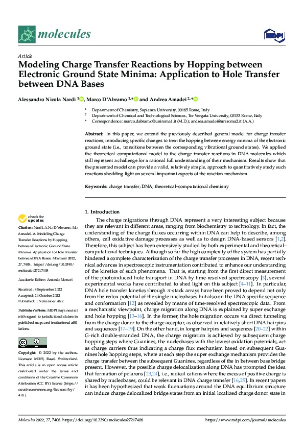 (PDF) Modeling Charge Transfer Reactions by Hopping between Electronic Ground State Minima ...