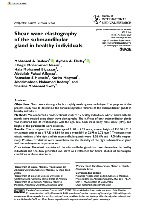 (PDF) Shear wave elastography of the submandibular gland in healthy individuals