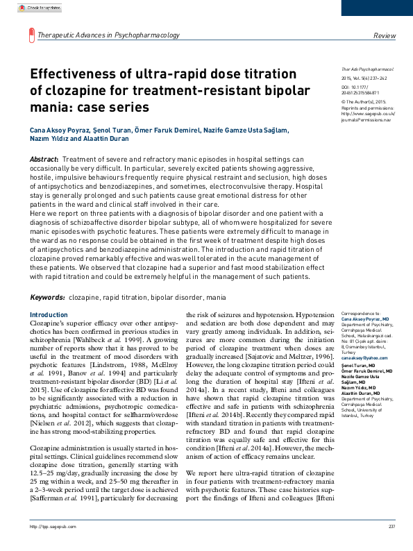 (PDF) Effectiveness of ultra-rapid dose titration of clozapine for ...