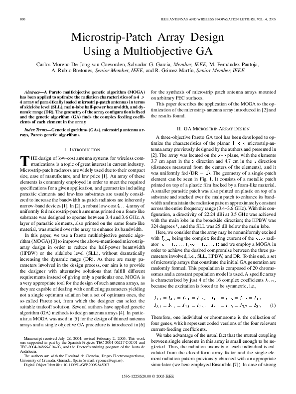 (PDF) Microstrip-patch array design using a multiobjective GA