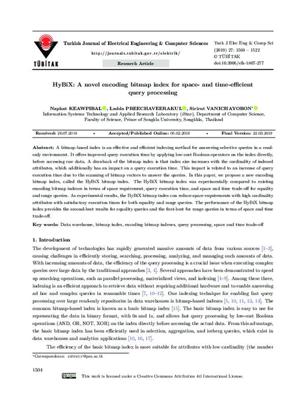 (PDF) HyBiX: A novel encoding bitmap index for space- and time-efficient query processing