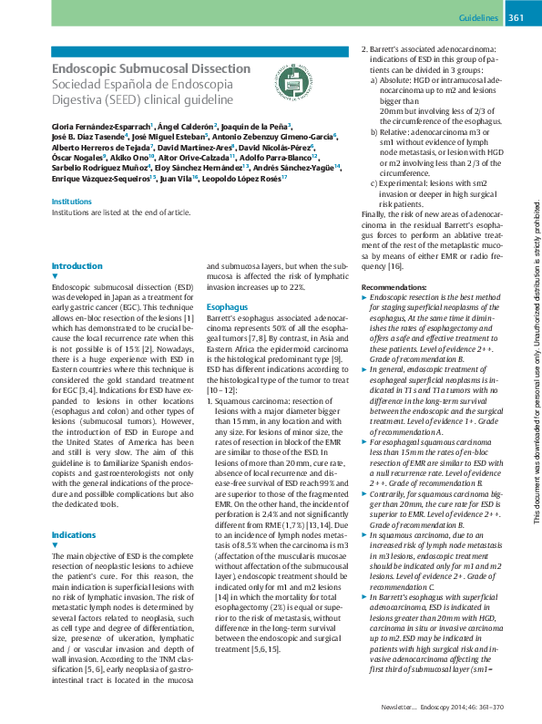 (PDF) Endoscopic Submucosal Dissection