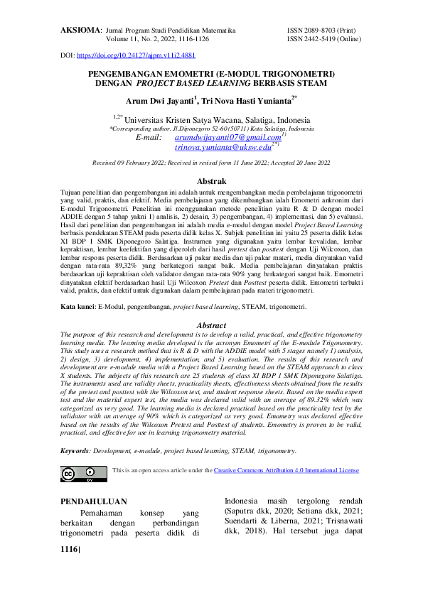 (PDF) Pengembangan Emometri (E-Modul Trigonometri) Dengan Project Based ...