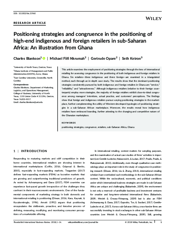 (PDF) Positioning strategies and congruence in the positioning of high ...