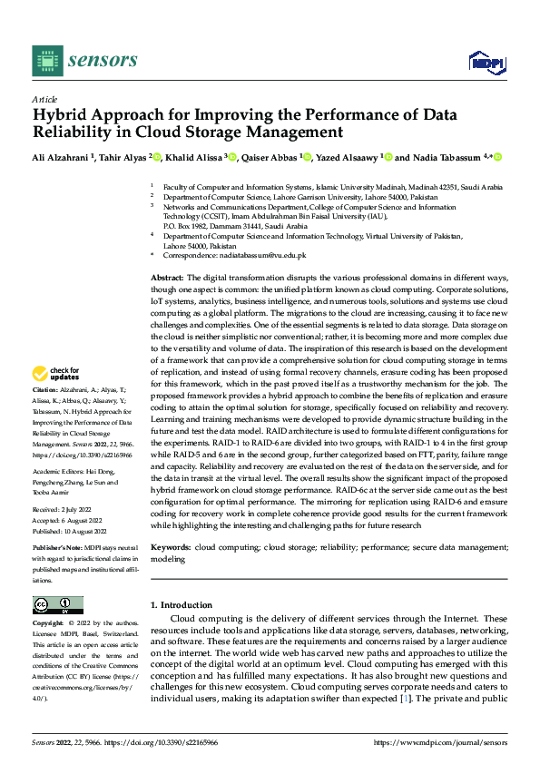 (PDF) Hybrid Approach for Improving the Performance of Data Reliability in Cloud Storage ...