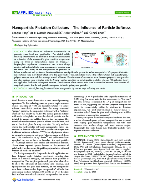 (PDF) Nanoparticle Flotation Collectors—The Influence of Particle Softness