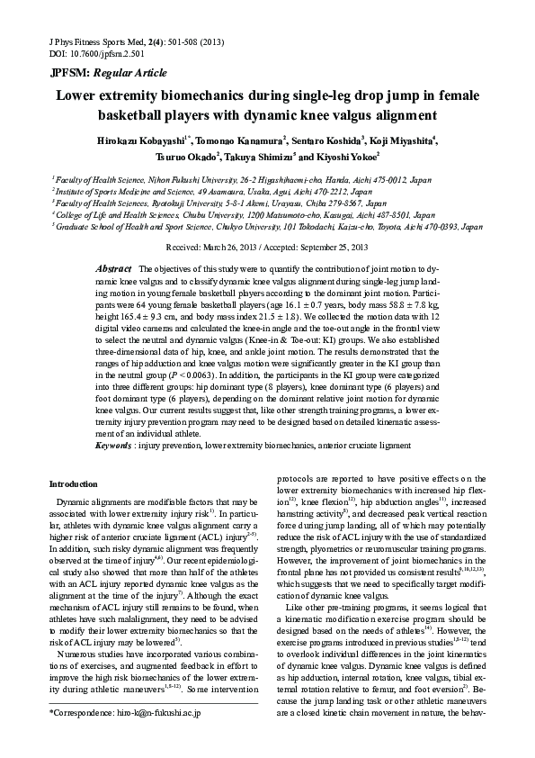 (PDF) Lower extremity biomechanics during single-leg drop jump in ...