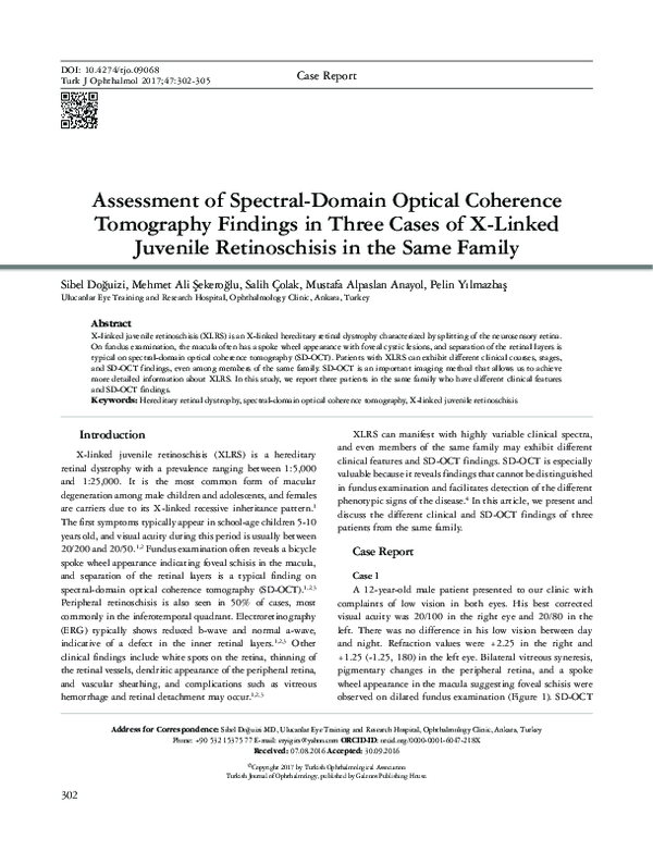 (PDF) Assessment of Spectral-Domain Optical Coherence Tomography Findings in Three Cases of X ...