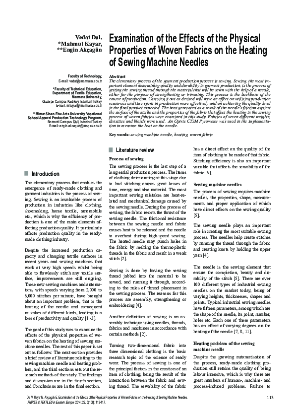 (PDF) Examination of the Effects of the Physical Properties of Woven ...