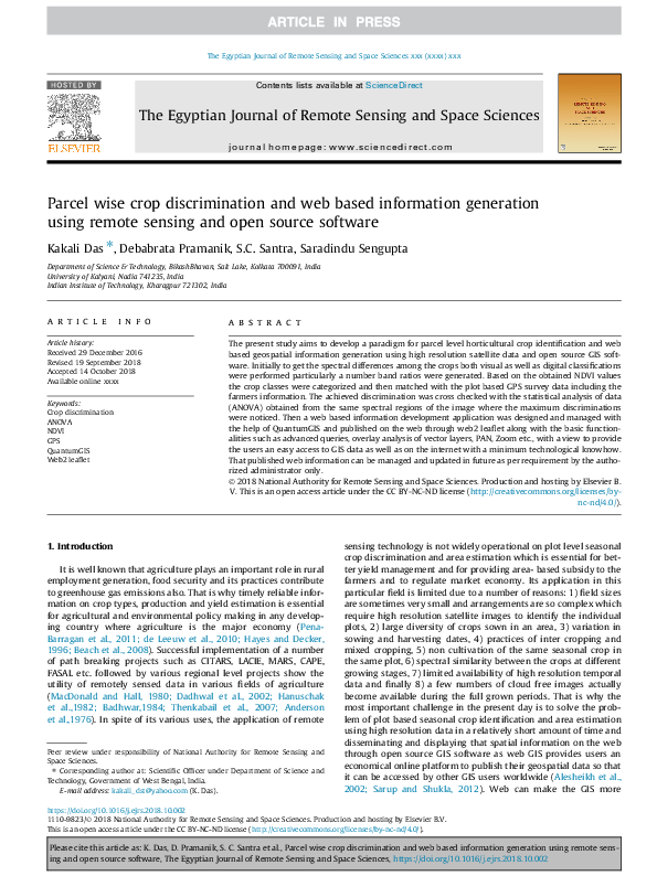 (PDF) Parcel wise crop discrimination and web based information generation using remote sensing ...