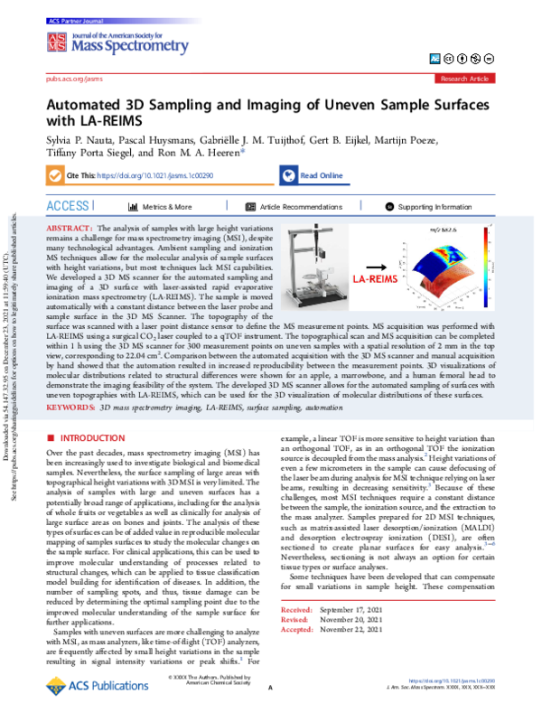 (PDF) Automated 3D Sampling and Imaging of Uneven Sample Surfaces with LA-REIMS