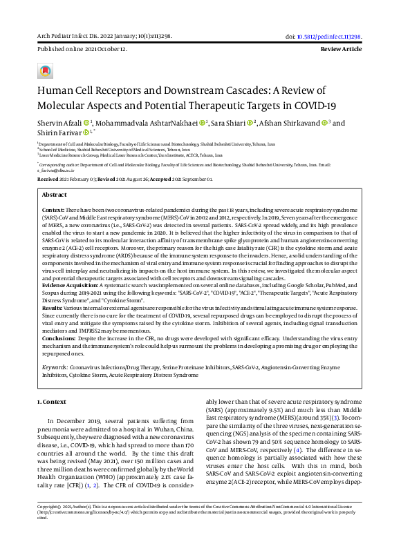 (PDF) Human Cell Receptors and Downstream Cascades: A Review of ...