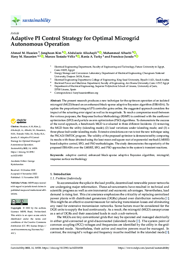 Adaptive Pi Control Strategy For Optimal Microgrid Autonomous Operation