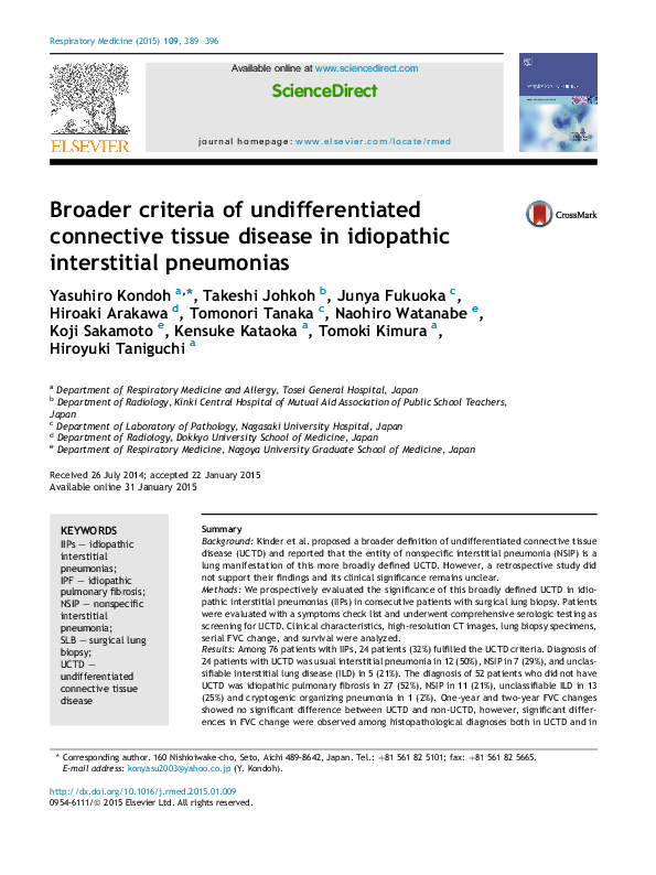 (PDF) Broader criteria of undifferentiated connective tissue disease in ...