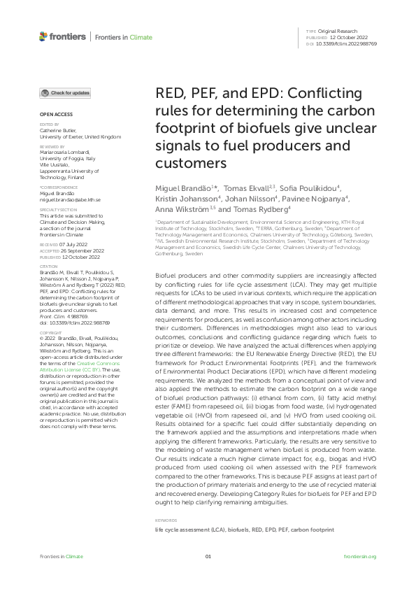 (PDF) RED, PEF, and EPD: Conflicting rules for determining the carbon ...