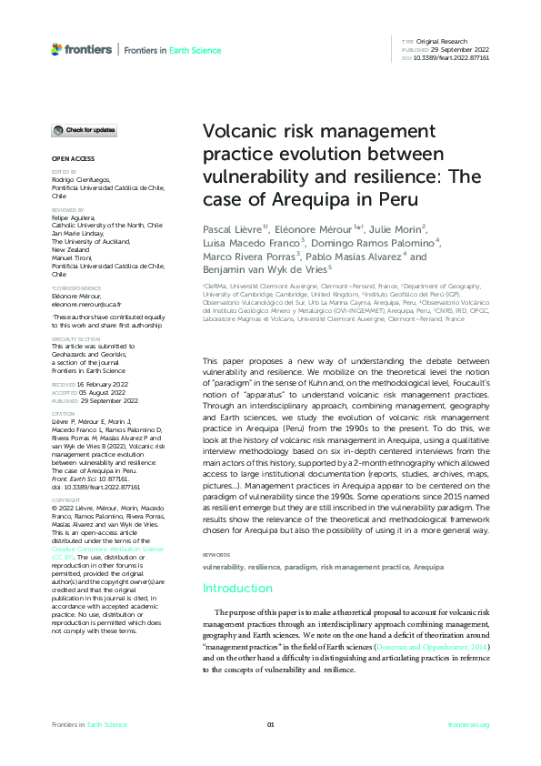 (PDF) Volcanic risk management practice evolution between vulnerability ...