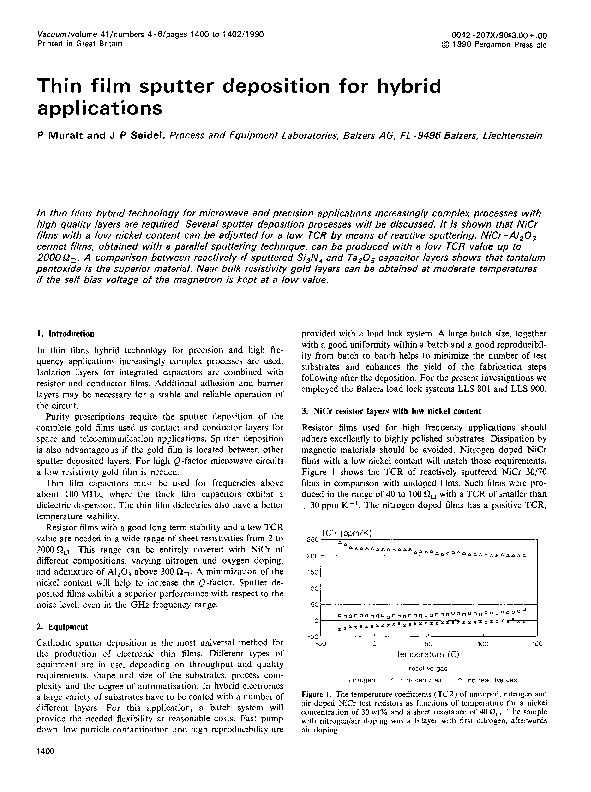 (PDF) Thin film sputter deposition for hybrid applications | Paul ...