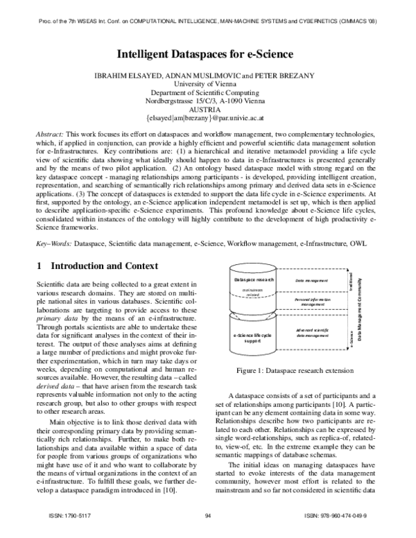 (PDF) Intelligent dataspaces for e-science