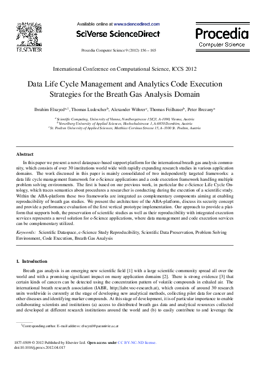 (PDF) Data Life Cycle Management and Analytics Code Execution Strategies for the Breath Gas ...