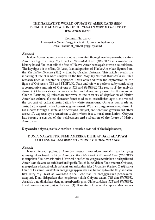 (PDF) The Narrative World of Native Americans Seen from the Adaptation ...