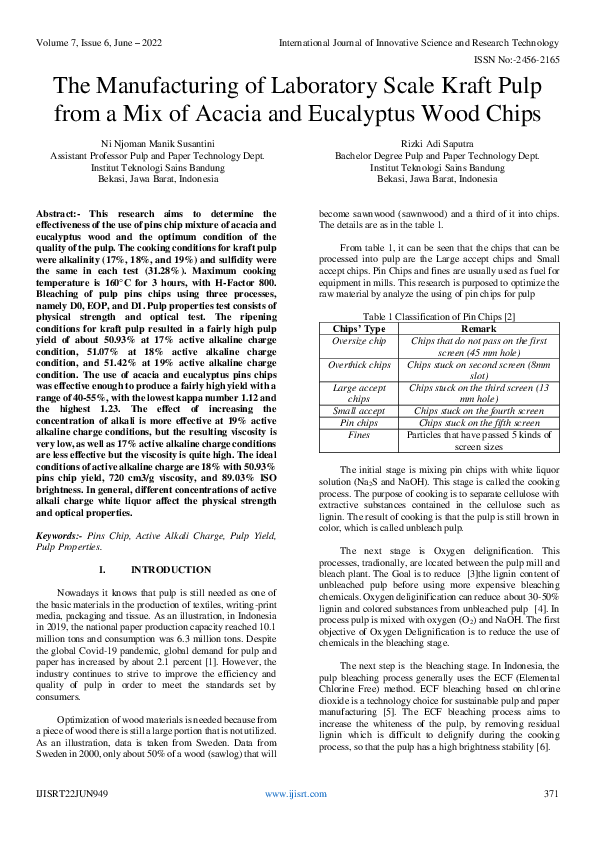 (PDF) The Manufacturing of Laboratory Scale Kraft Pulp from a Mix of ...