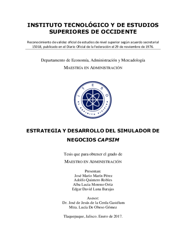 (PDF) Estrategia y desarrollo del simulador de negocios Capsim