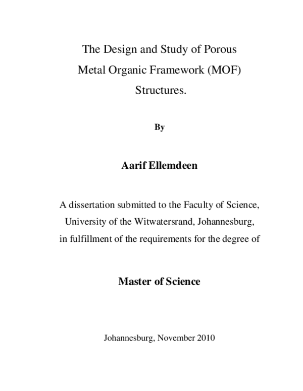 (PDF) The Design and Study of Porous Metal Organic Framework (MOF ...
