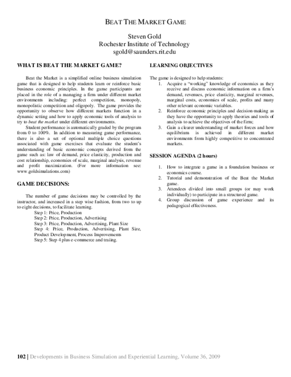 (PDF) Beat the Market Game