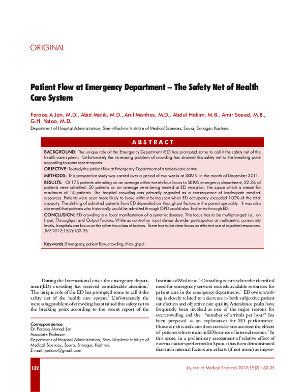 (PDF) Patient Flow at Emergency Department – The Safety Net of Health ...