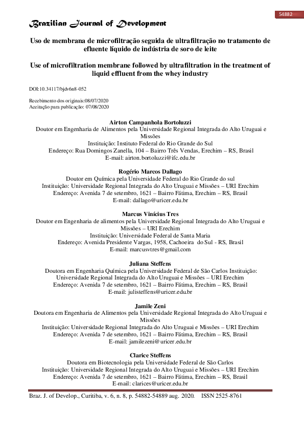 (PDF) Uso De Membrana De Microfiltração Seguida De Ultrafiltração No ...