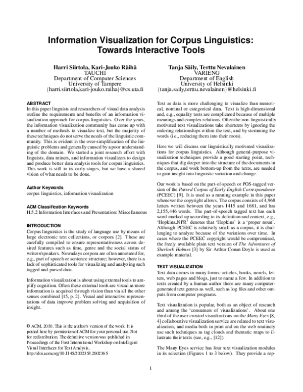 (PDF) Enhancing Corpus Linguistics with Visualization