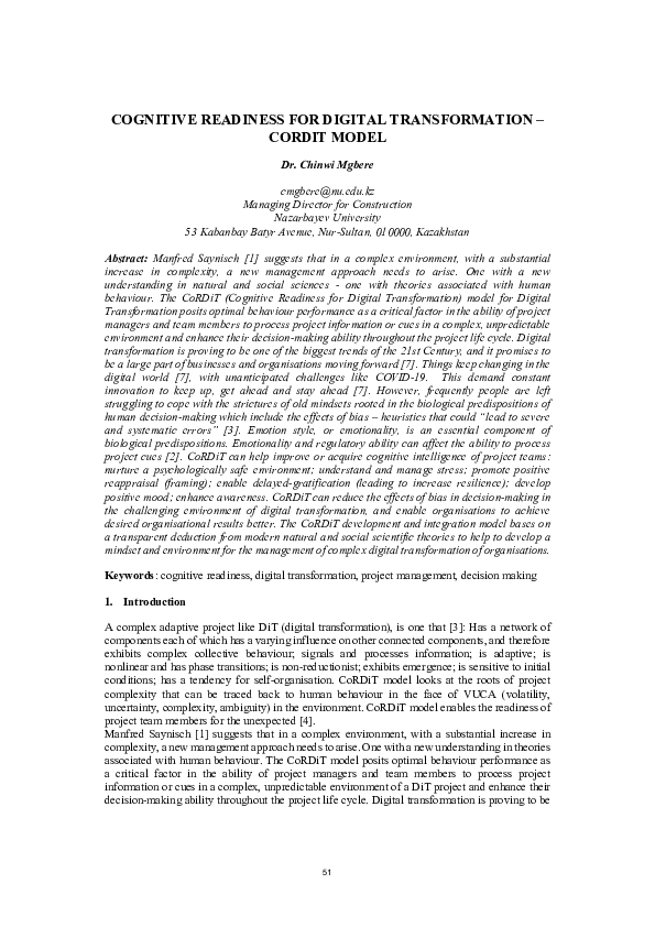 (PDF) COGNITIVE READINESS FOR DIGITAL TRANSFORMATION - CORDIT MODEL