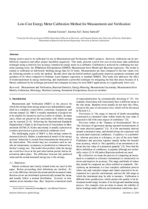 (PDF) Low-cost energy meter calibration method for measurement and verification