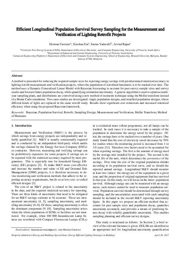 (PDF) Efficient longitudinal population survival survey sampling for the measurement and ...