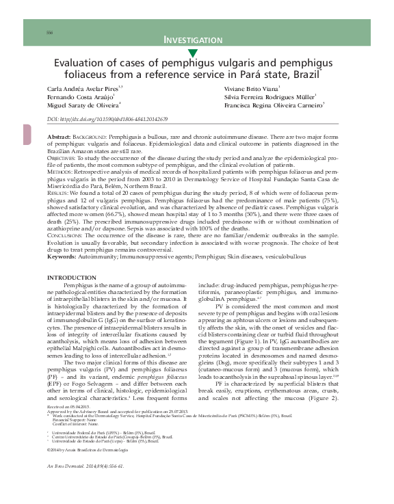(PDF) Evaluation of cases of pemphigus vulgaris and pemphigus foliaceus ...