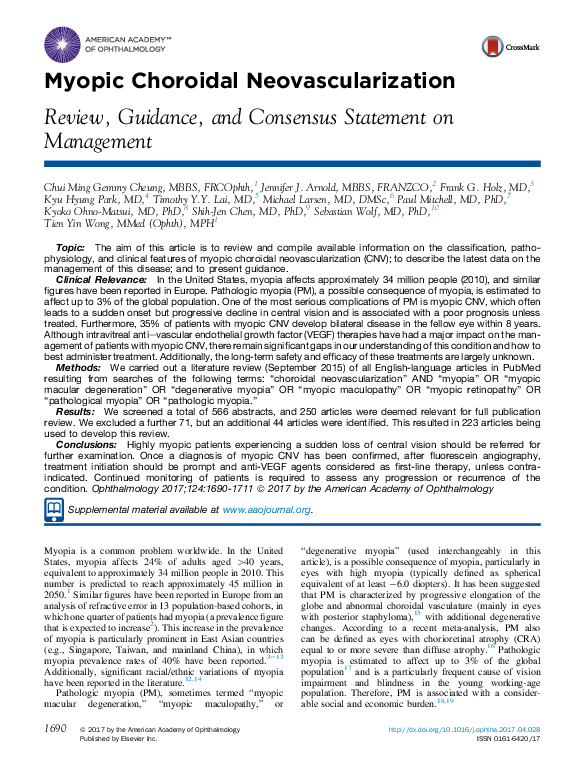 (PDF) Myopic Choroidal Neovascularization: Review, Guidance, and ...