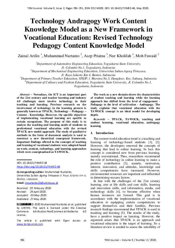 (PDF) Technology Andragogy Work Content Knowledge Model as a New ...