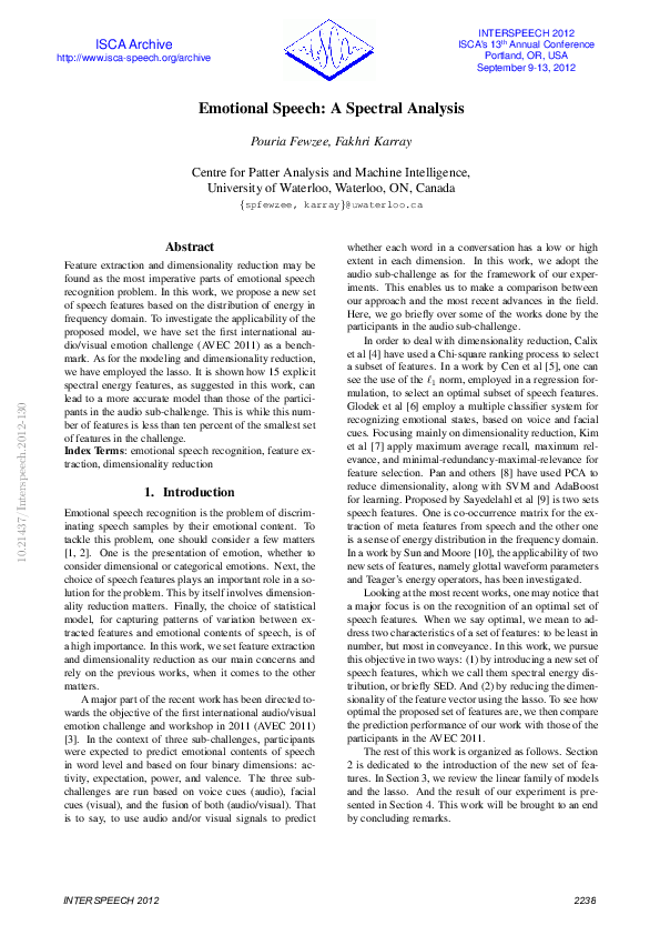 (PDF) Emotional speech: a spectral analysis | Fakhri Karray - Academia.edu