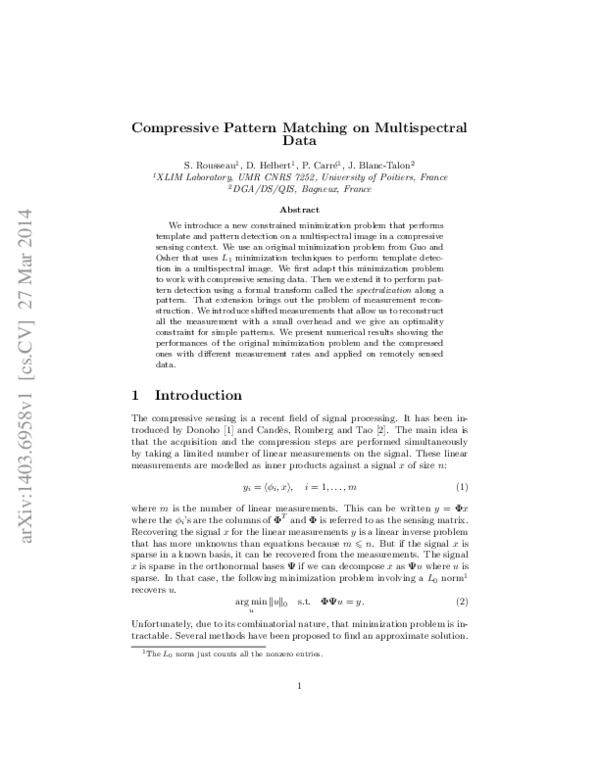 (PDF) Compressive Pattern Matching on Multispectral Data | Jacques Blanc-Talon - Academia.edu