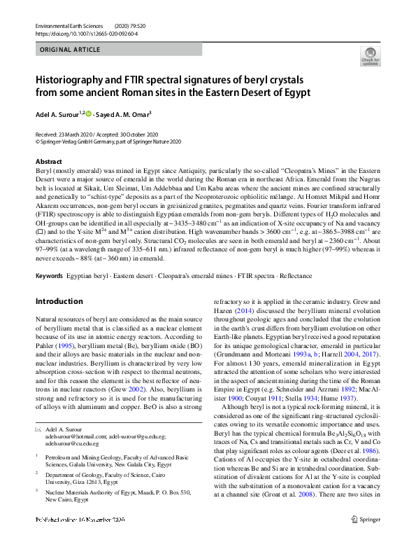 (PDF) Historiography and FTIR spectral signatures of beryl crystals ...