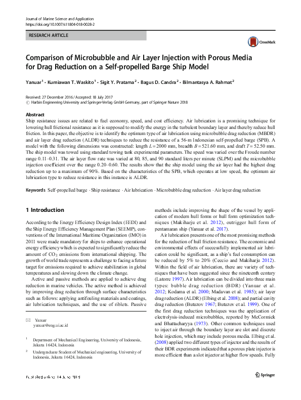(PDF) Comparison of Microbubble and Air Layer Injection with Porous Media for Drag Reduction on ...