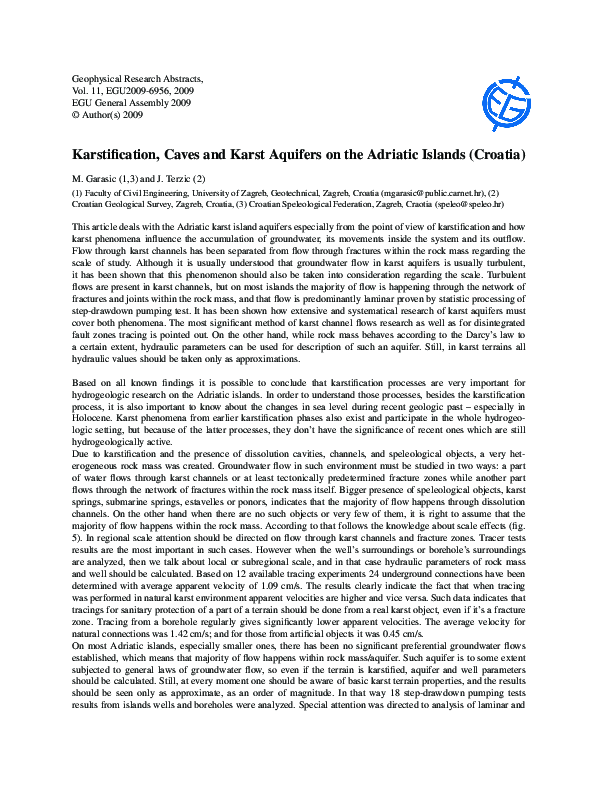 (PDF) Karstification, Caves and Karst Aquifers on the Adriatic Islands ...